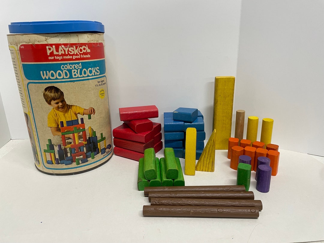 Playskool Colored Wood Blocks 1976, Vintage Toy Wood Blocks, Proceeds ...