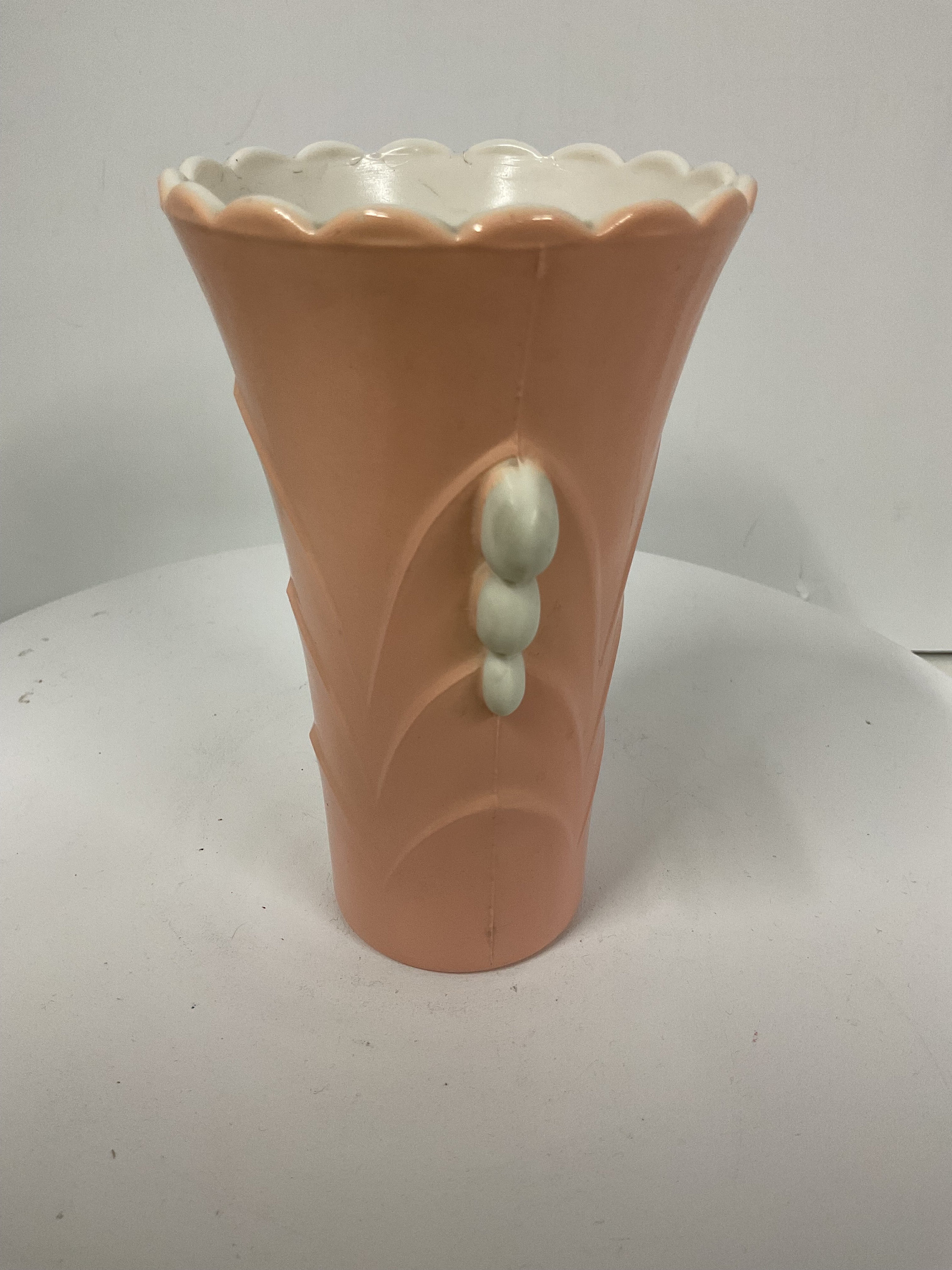 Fire King Art Deco Style 5” Peach and White Scalloped Bud Vase - Etsy