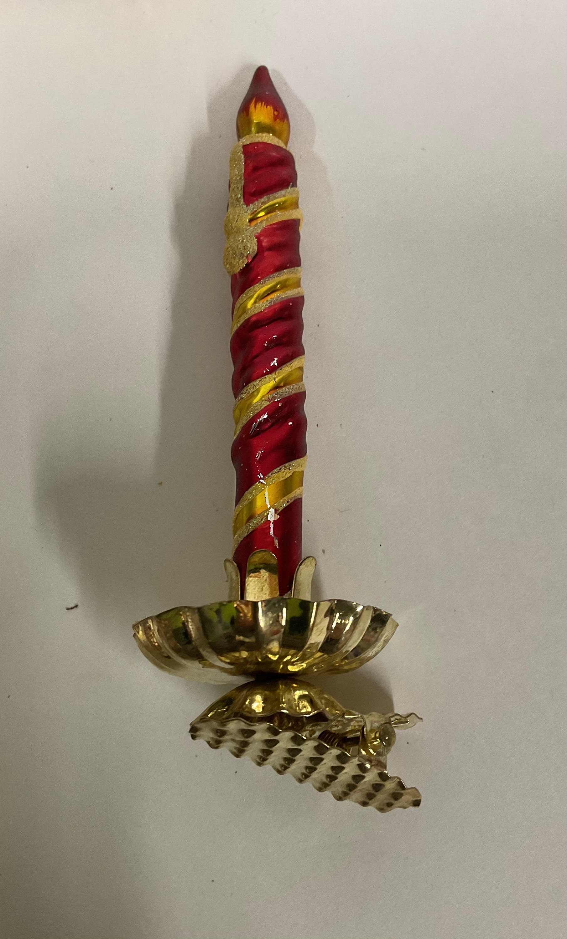 Vintage Red and Gold Swirled Clip on Christmas Candle Decorations Set ...