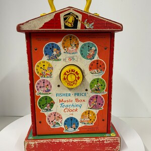 Fisher Price Music Box Teaching Clock, Vintage 1960s Fisher Price Toy ...