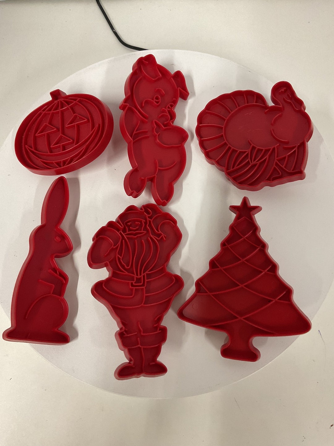 Vintage Tupperware Cookie Cutters Set of Six Variety Shapes Red Plastic ...