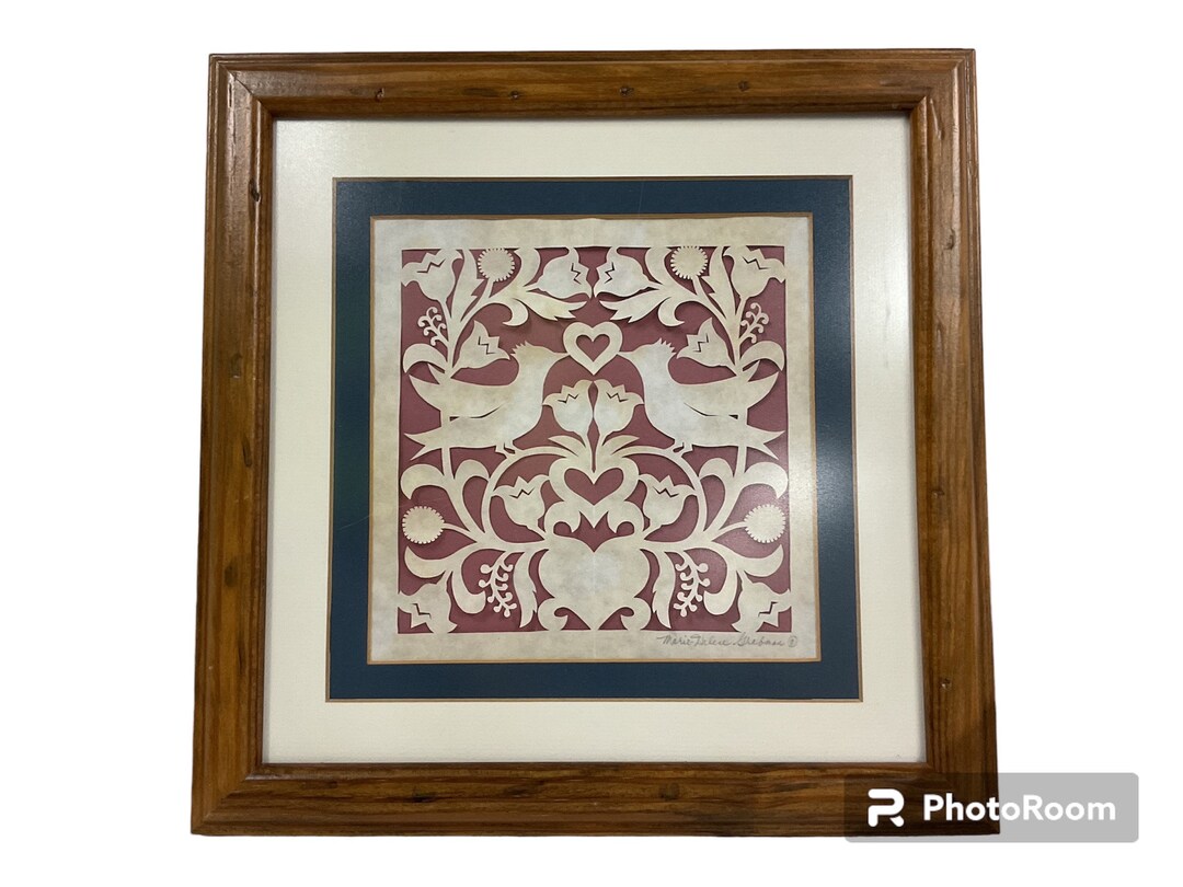 Signed Scherenschnitte Paper Scissor Cut Matted Framed Art - Etsy