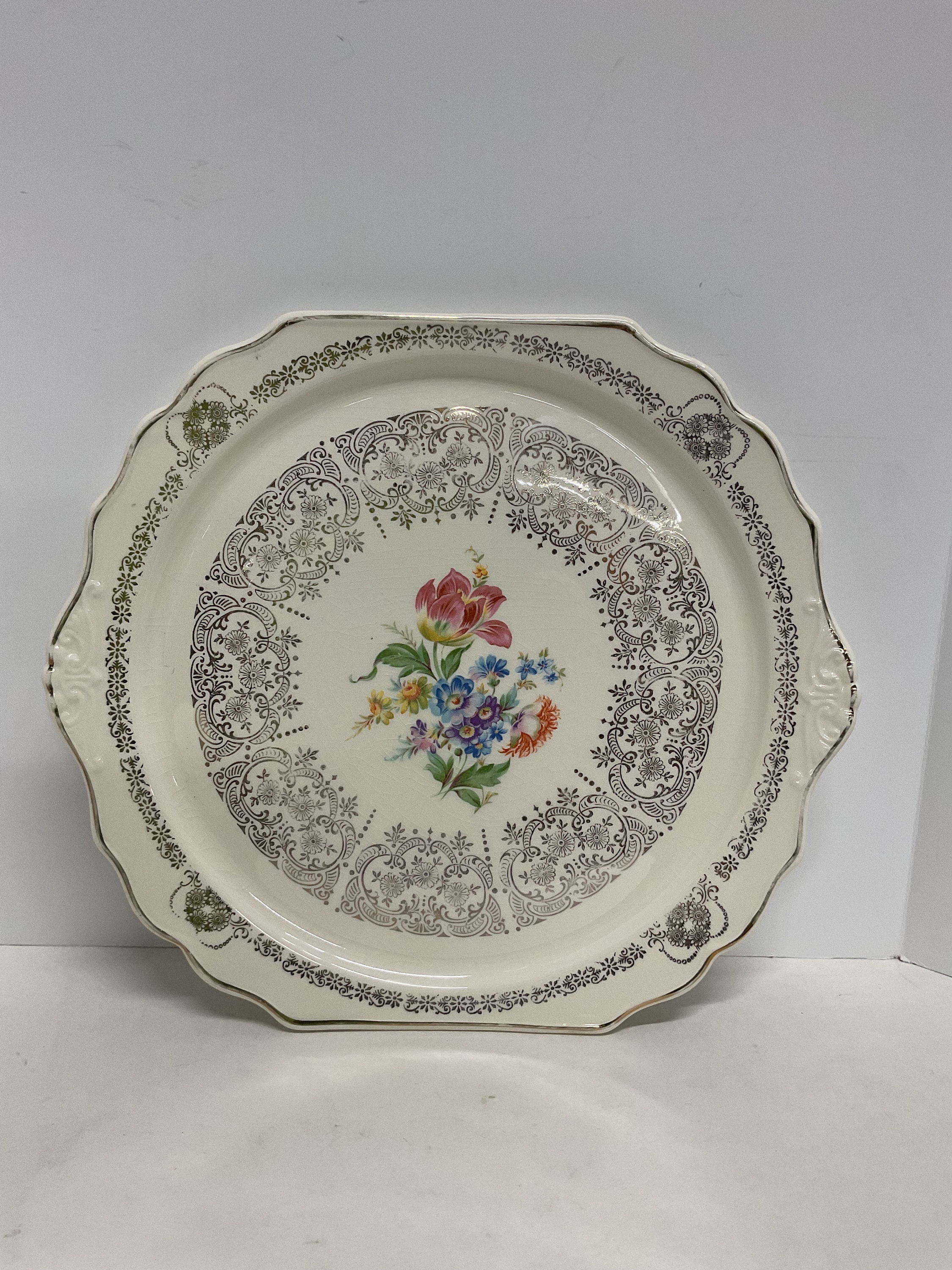 Vintage 1930’s Queen Anne 12” China Cake Plate Gold Rim - Etsy