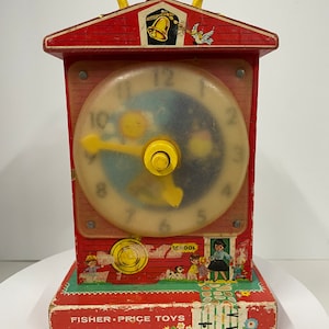 Fisher Price Music Box Teaching Clock, Vintage 1960s Fisher Price Toy ...