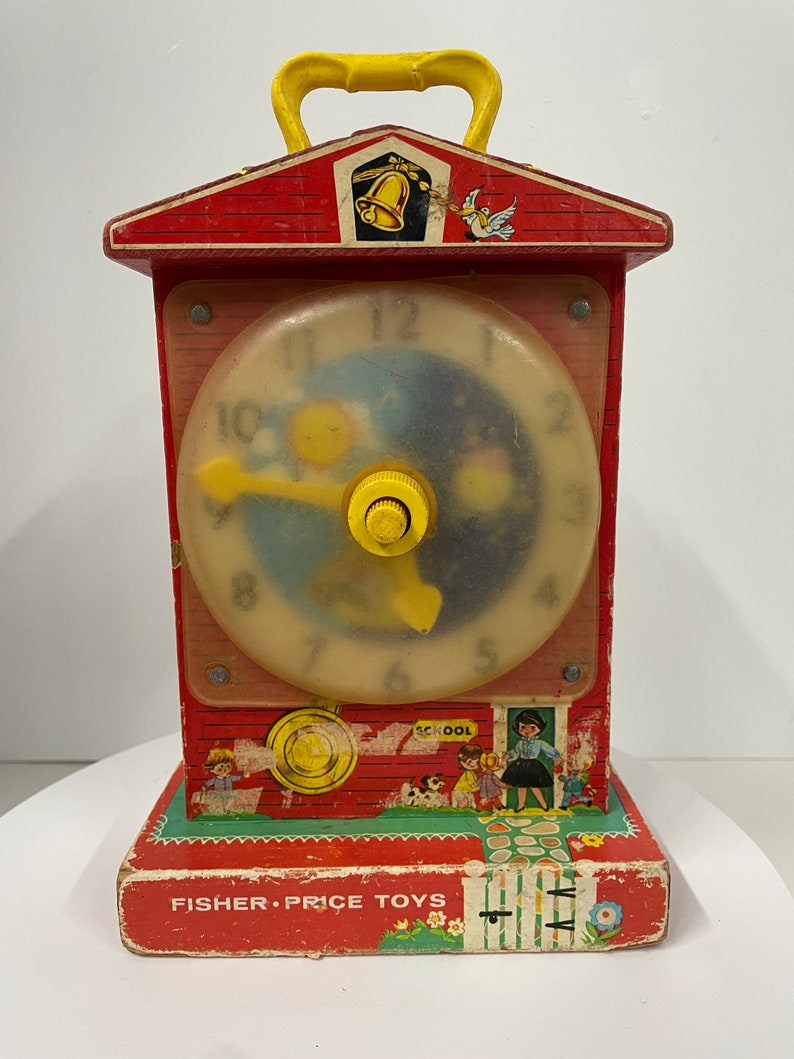Fisher Price Music Box Teaching Clock, Vintage 1960s Fisher Price Toy ...