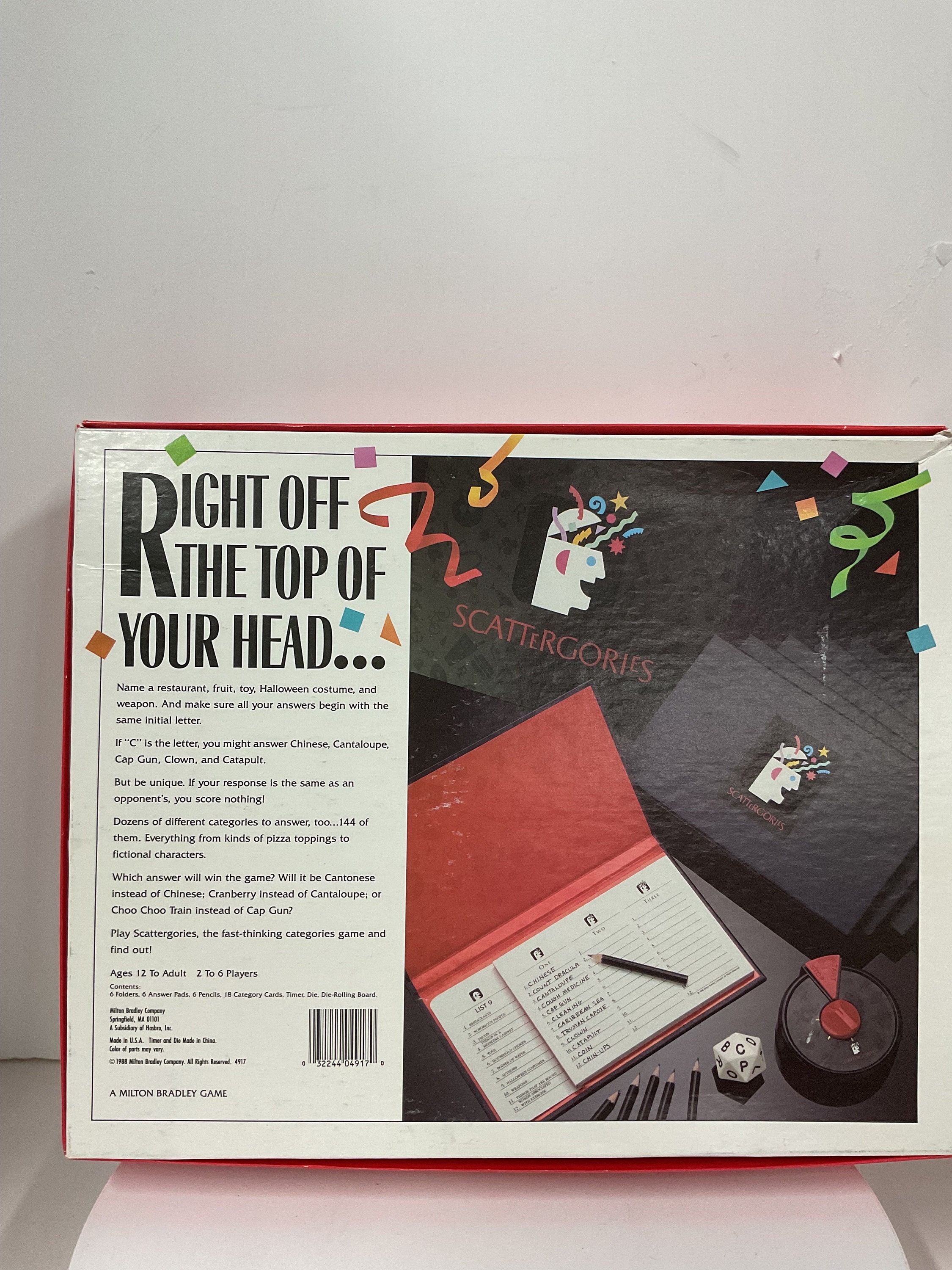 Vintage Scattergories Board Game by Milton Bradley 1988 COMPLETE Made ...