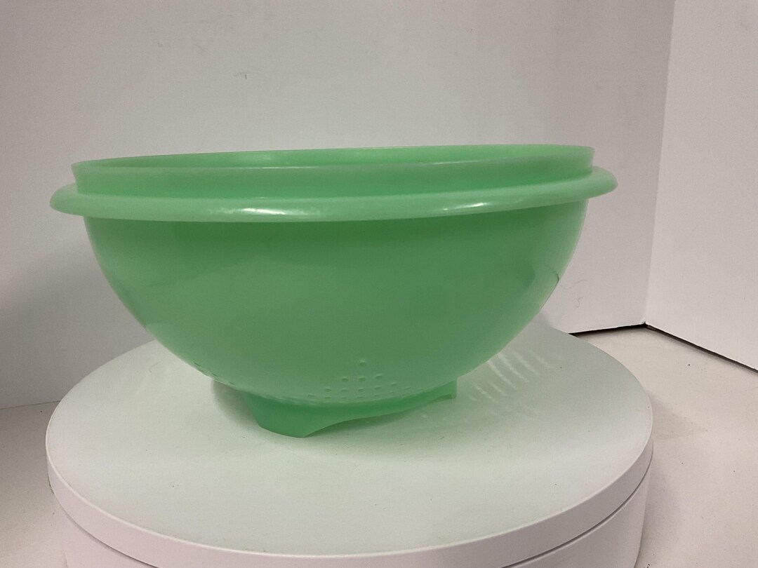 Vintage 1960’s Tupperware Signature Green Star Pattern Colander Bowl ...