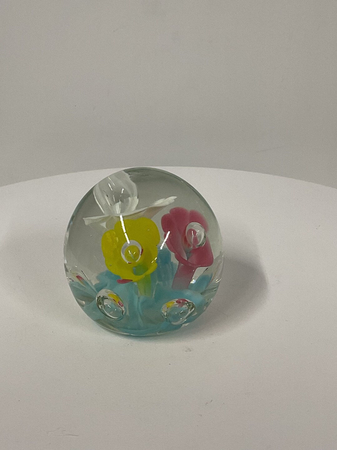 Vintage Gibson Hand Blown Pastel Floral Paperweight - Etsy