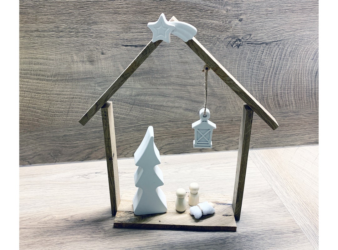 Wooden Nativity Scene With Figures // Nativity Scene // Blocks ...