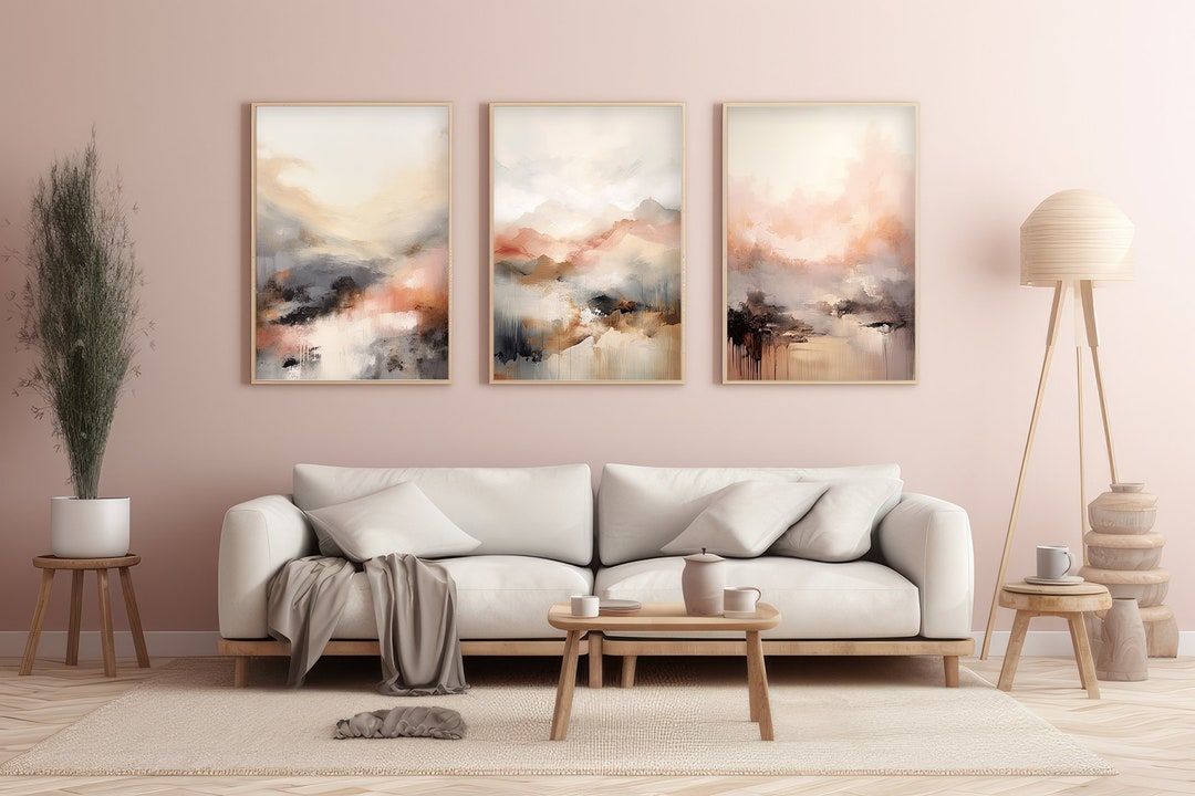 Set of 3 Prints, Abstract Wall Art Set of 3, Muted Wall Art, Printable ...