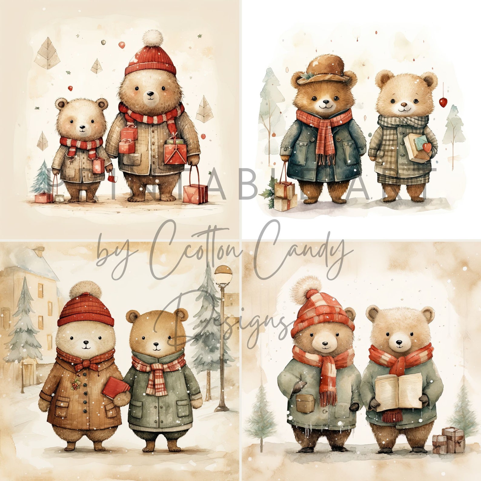 Christmas Bears Clipart 12 High Quality Pngs & Jpgs, Merry Christmas ...