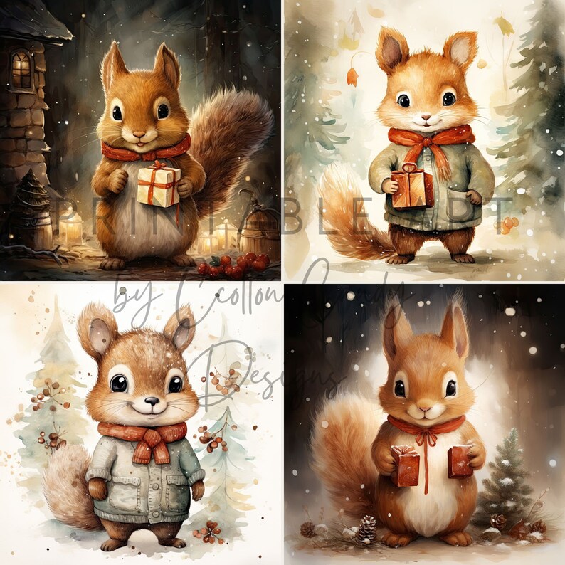 Christmas Squirrel Clipart 12 High Quality Pngs & Jpgs, Merry Christmas ...
