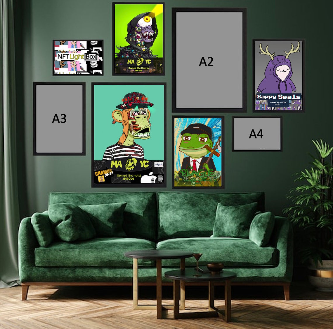 A2 / A3 / A4 Black Photo Frames Handmade Black Picture Frame NFT Custom ...