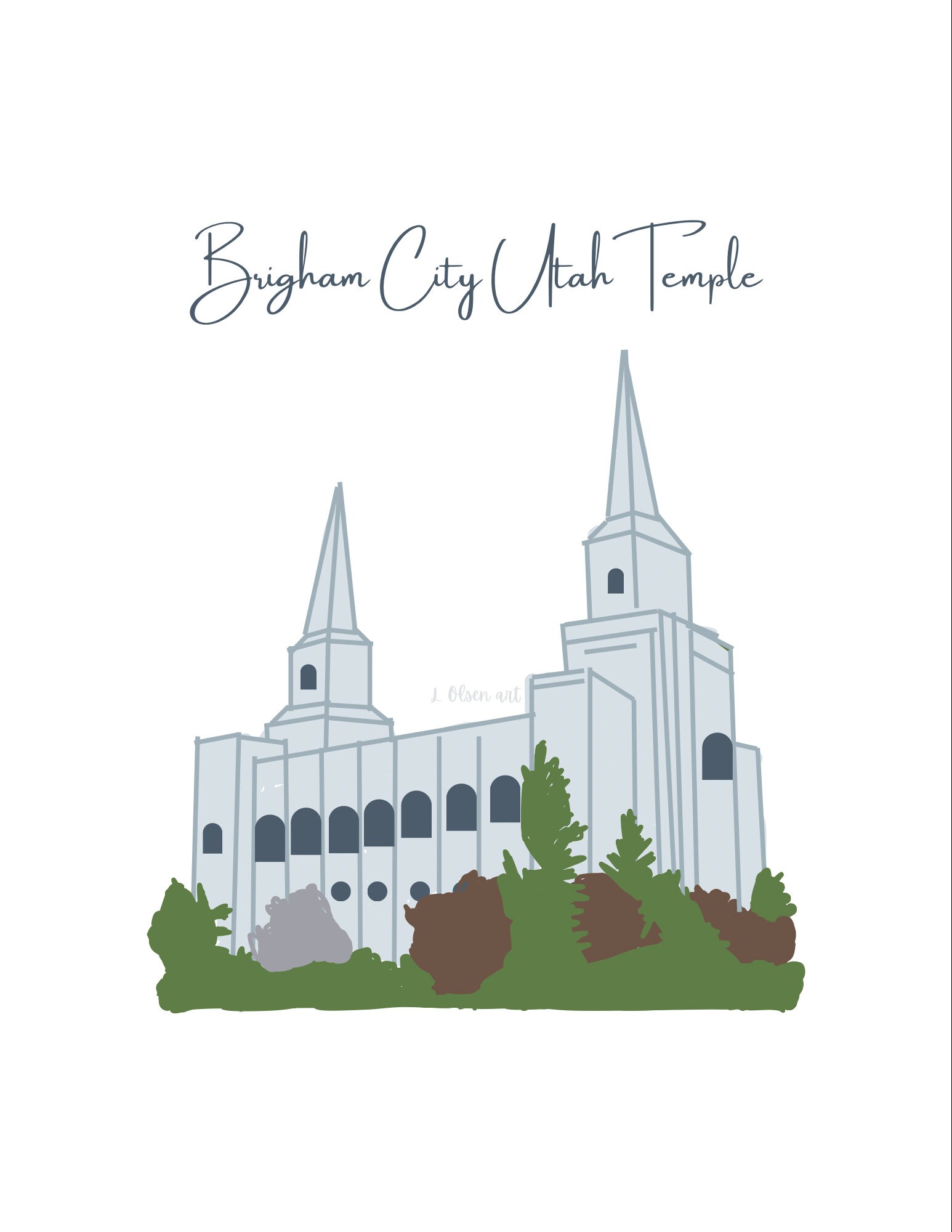 Drawing of Brigham City Utah LDS Temple. LDS Temple Picture or Photo of ...