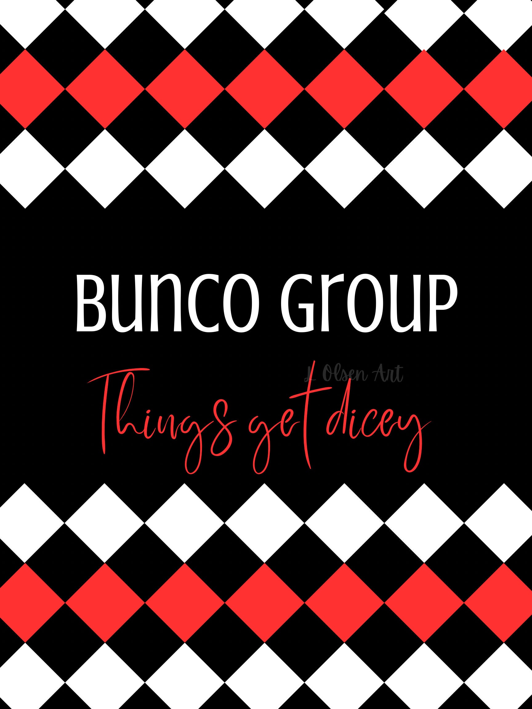 Top Bunco Decorations- Hosting Bunco Party-set of 3 Bunco Party Prints ...