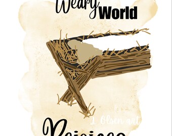 A Thrill of Hope the Weary World Rejoices Christmas Wall Art Printable ...