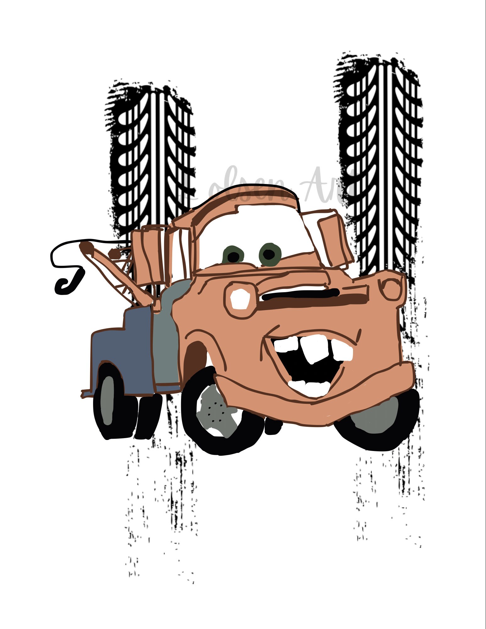 Mcqueen and Mater Drawing From Cars Movie. 2 Prints. Cars Room Decor - Etsy