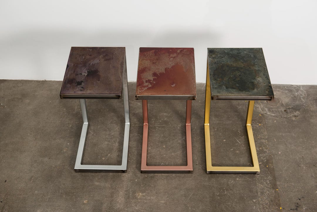 Green Acid Dye Steel C-shaped End Table - Etsy