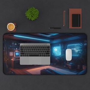 Lofi Futuristic Room Desk Mat Long Desk Mat Gaming Mousepad - Etsy