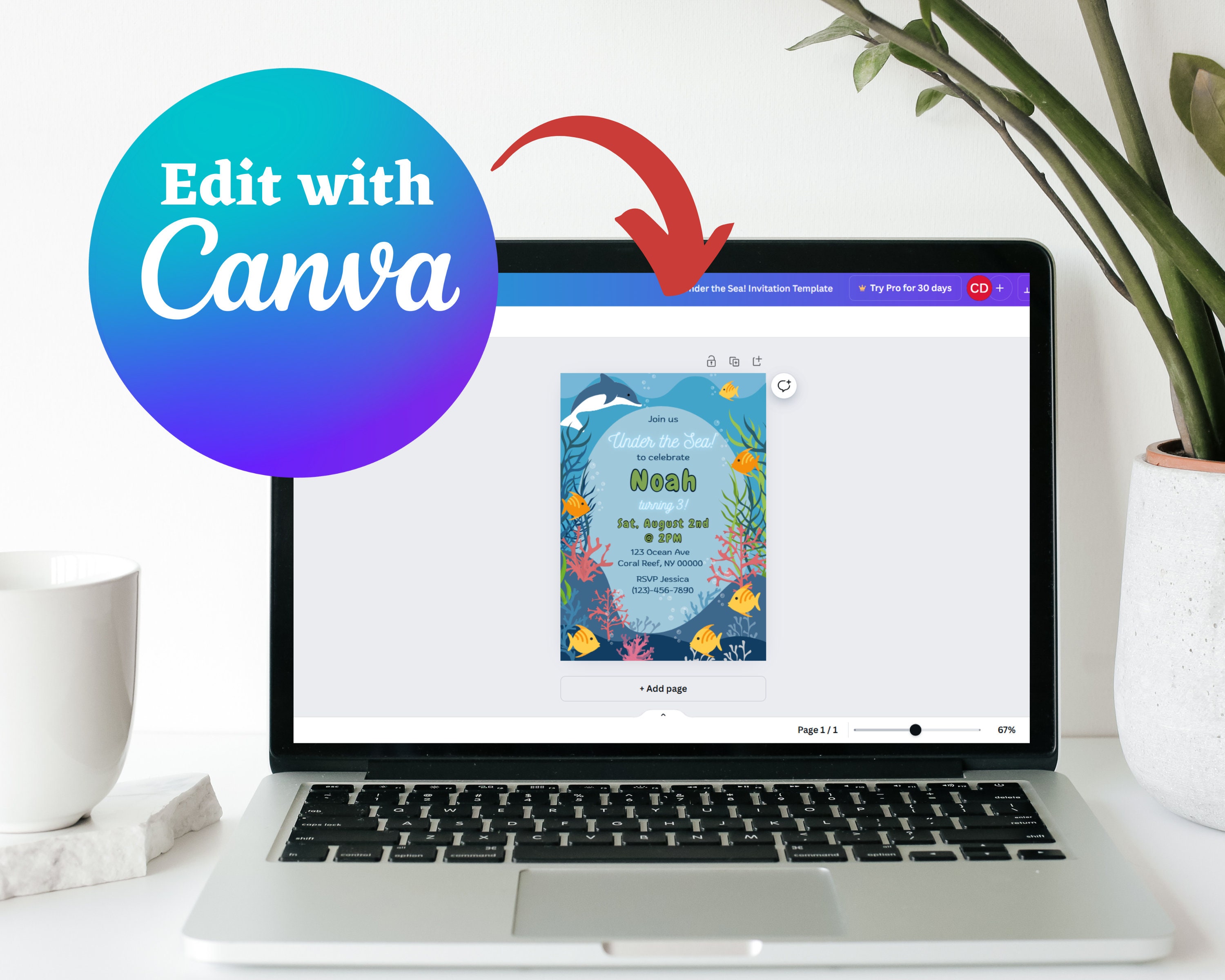 Under the Sea Invitation Editable Oneder the Sea Birthday Invite Sea ...