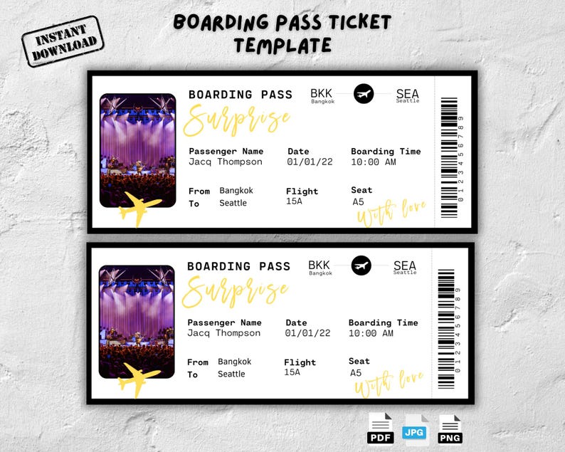 Printable Boarding Pass Airline Ticket Gift Ticket Template ...