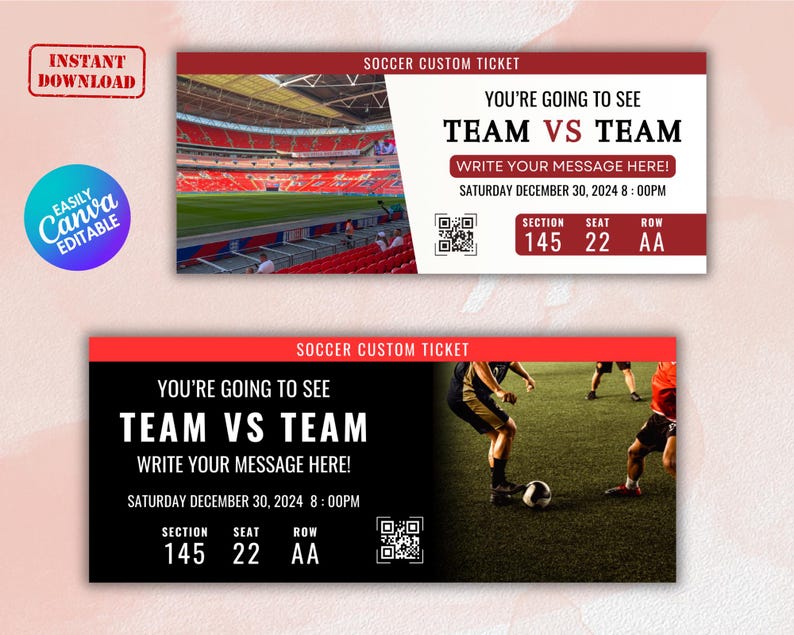 Editable Soccer Game Ticket Template, Soccer Birthday Ticket, Printable ...