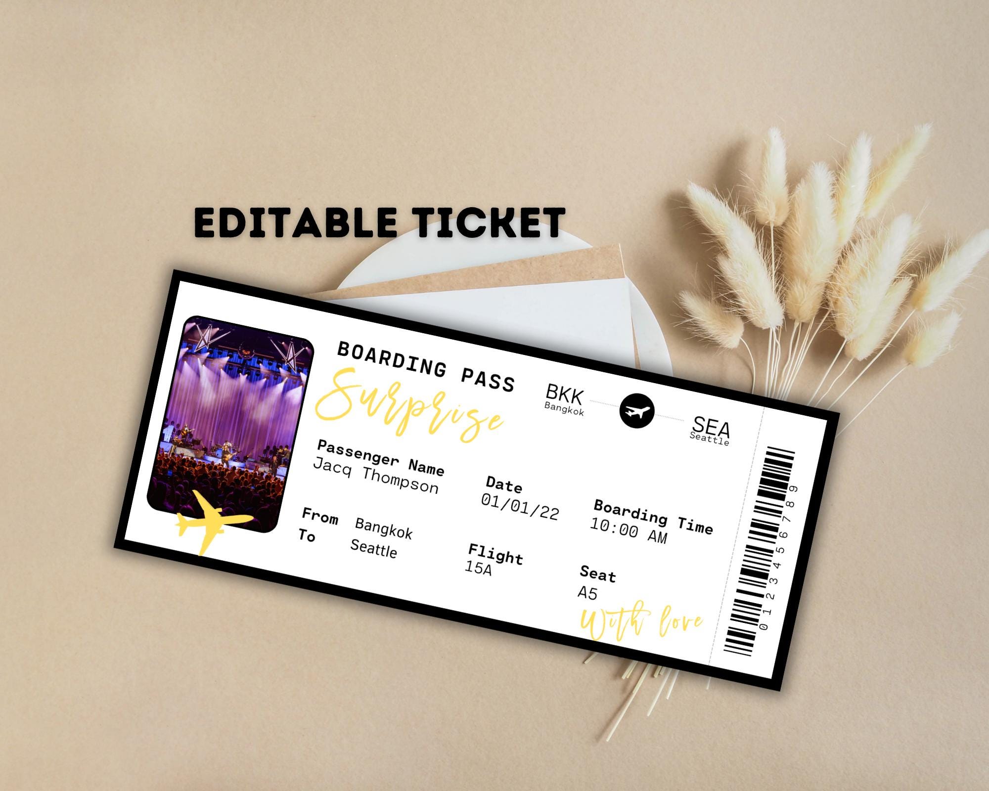 Printable Boarding Pass Airline Ticket Gift Ticket Template ...