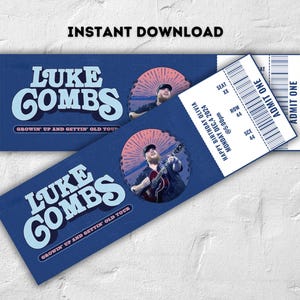 Editable Luke Combs Tour Concert Ticket, Luke Combs Tour, Birthday ...
