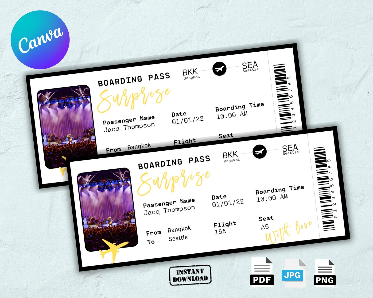 Printable Boarding Pass Airline Ticket Gift Ticket Template ...