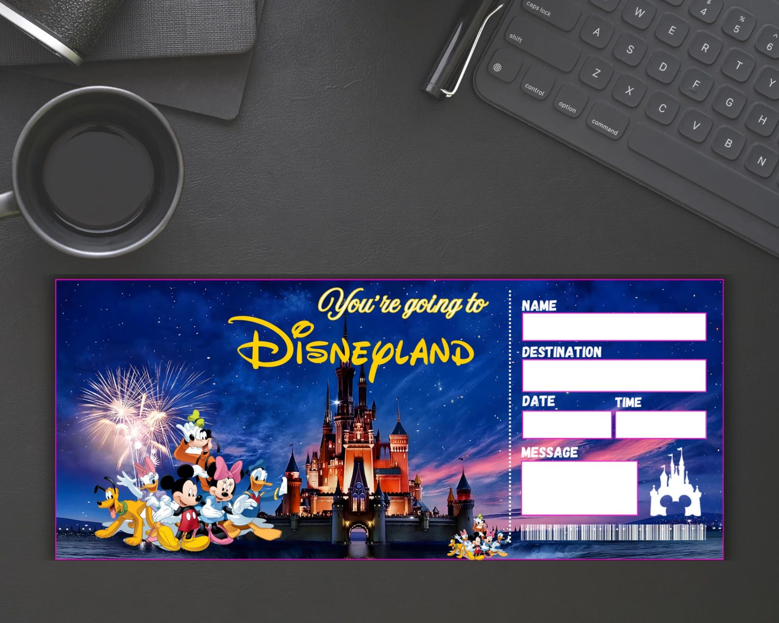 Surprise Disneyland Ticket Template, Disneyworld Ticket, Printable ...