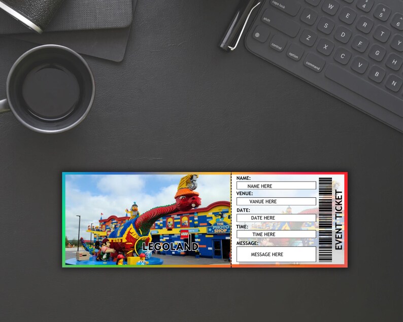 Printable Legoland Theme Park Surprise Ticket Template, Vacation Trip ...