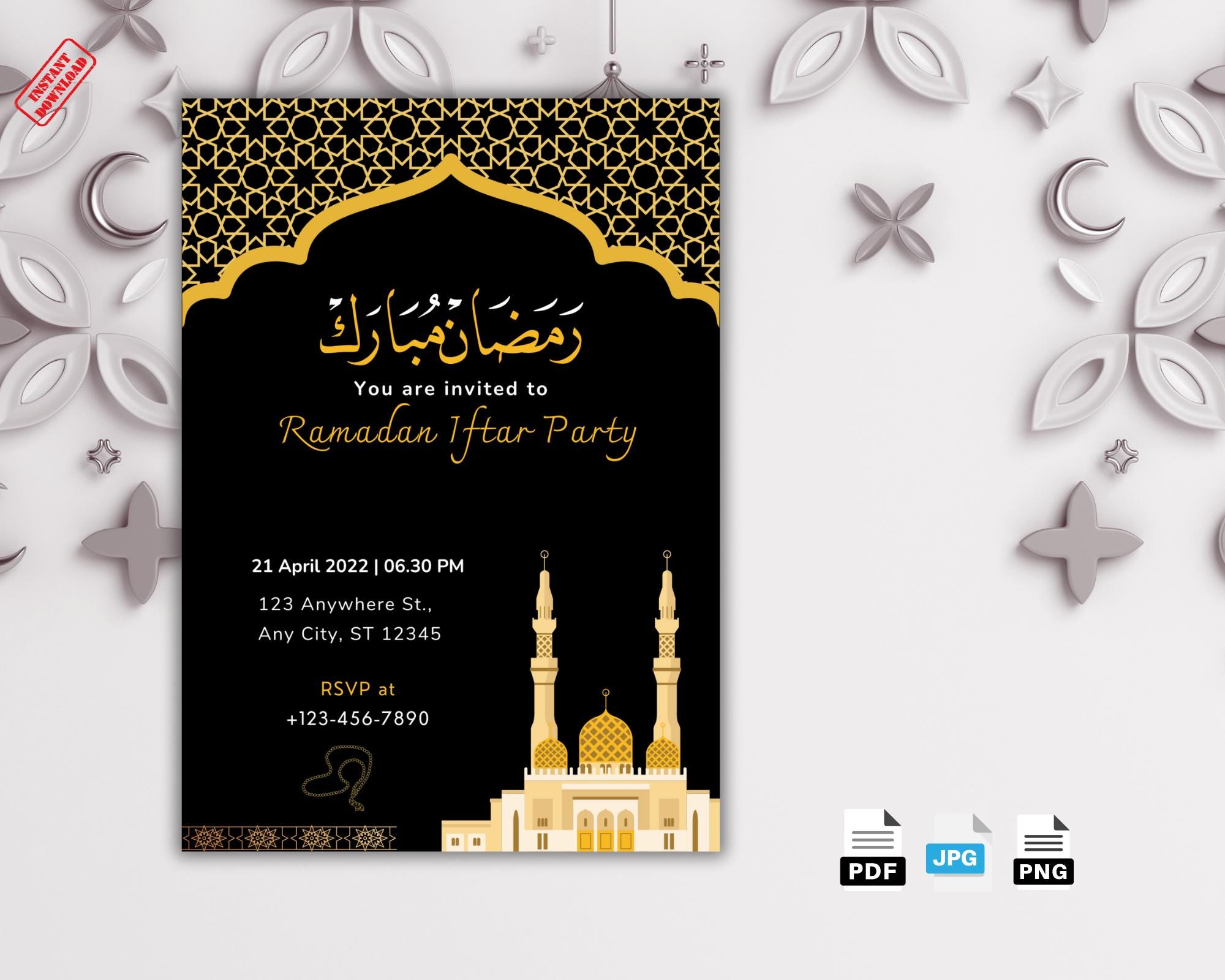 Editable Iftar Dinner Party Invitation, Ramadan Iftar Party Invitation ...