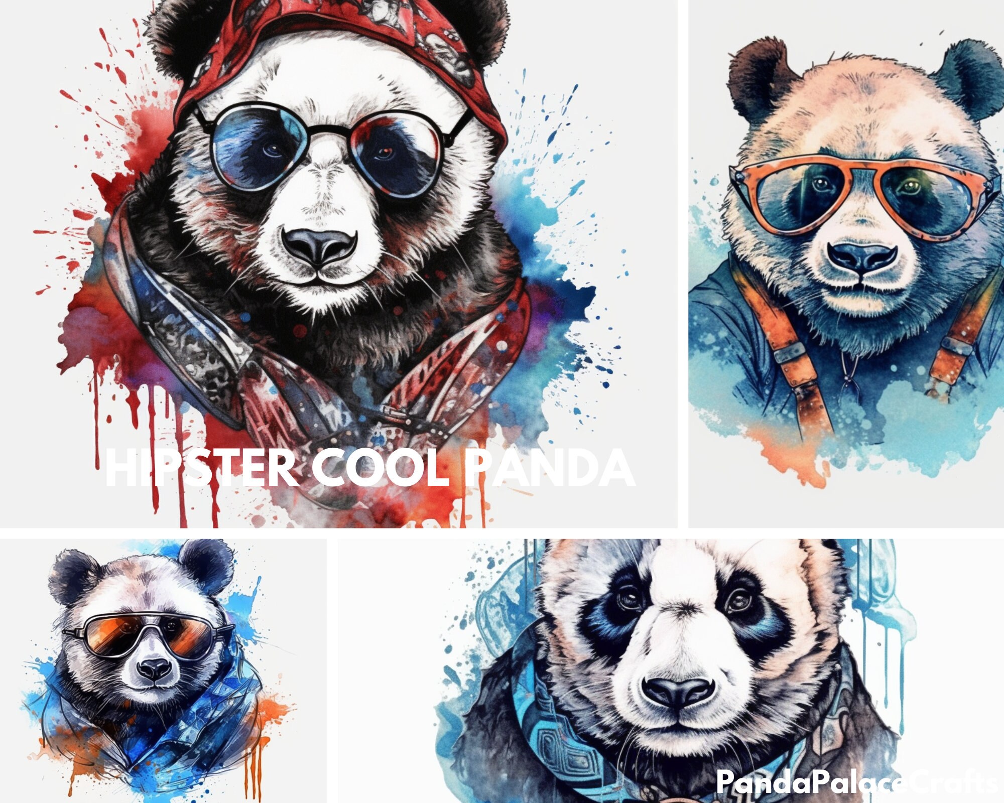 Badass Panda Clipart Hipster Cool Panda Hipster Panda - Etsy