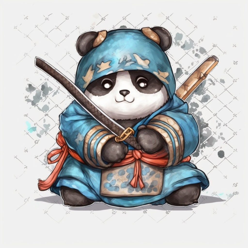 Dojo Black Panda, Cute Samurai Pandas, Baby Samurai Panda Clipart ...