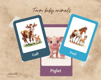 FARM ANIMALS Editable Montessori Cards Flash Cards Nomenclature ...