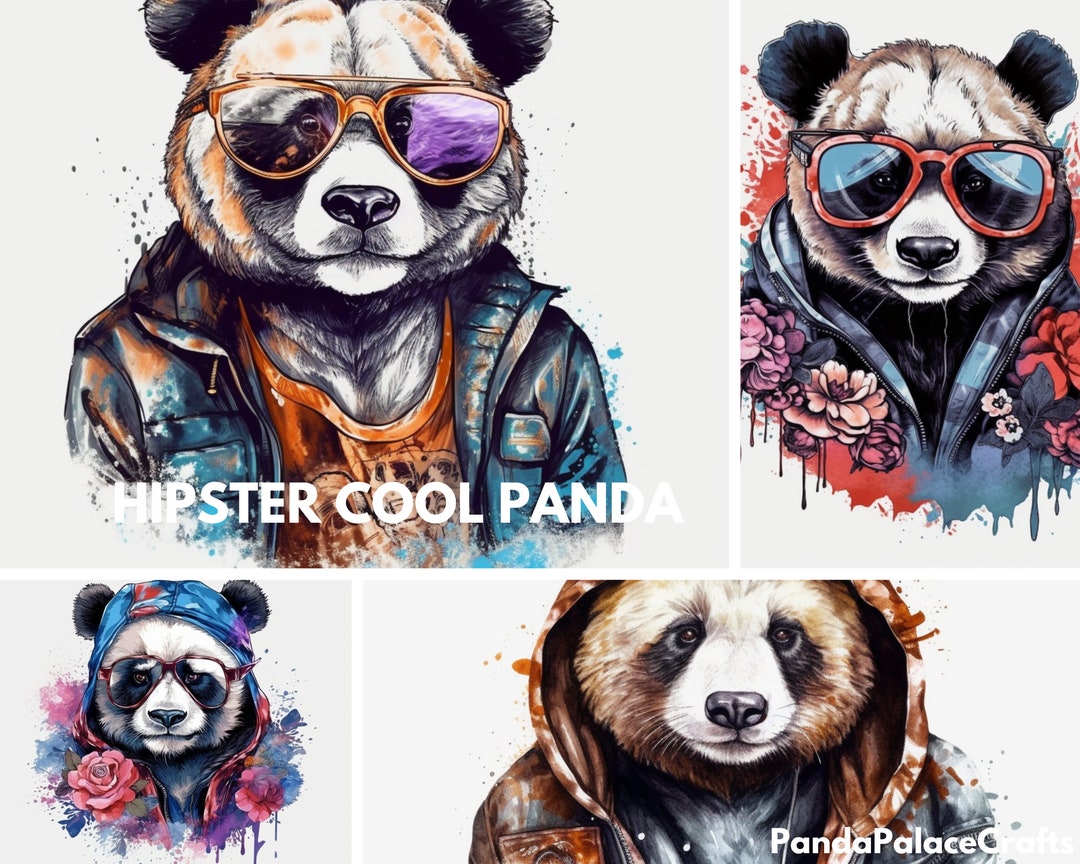 Badass Panda Clipart, Hipster Cool Panda, Hipster Panda Clipart, Panda ...