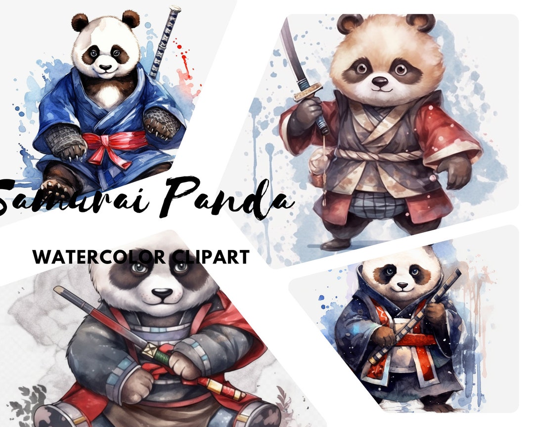 Cute Samurai Pandas, Baby Samurai Panda Clipart, Dojo Black Panda ...