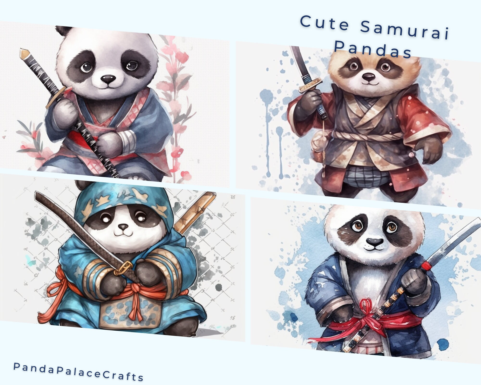Dojo Black Panda, Cute Samurai Pandas, Baby Samurai Panda Clipart ...