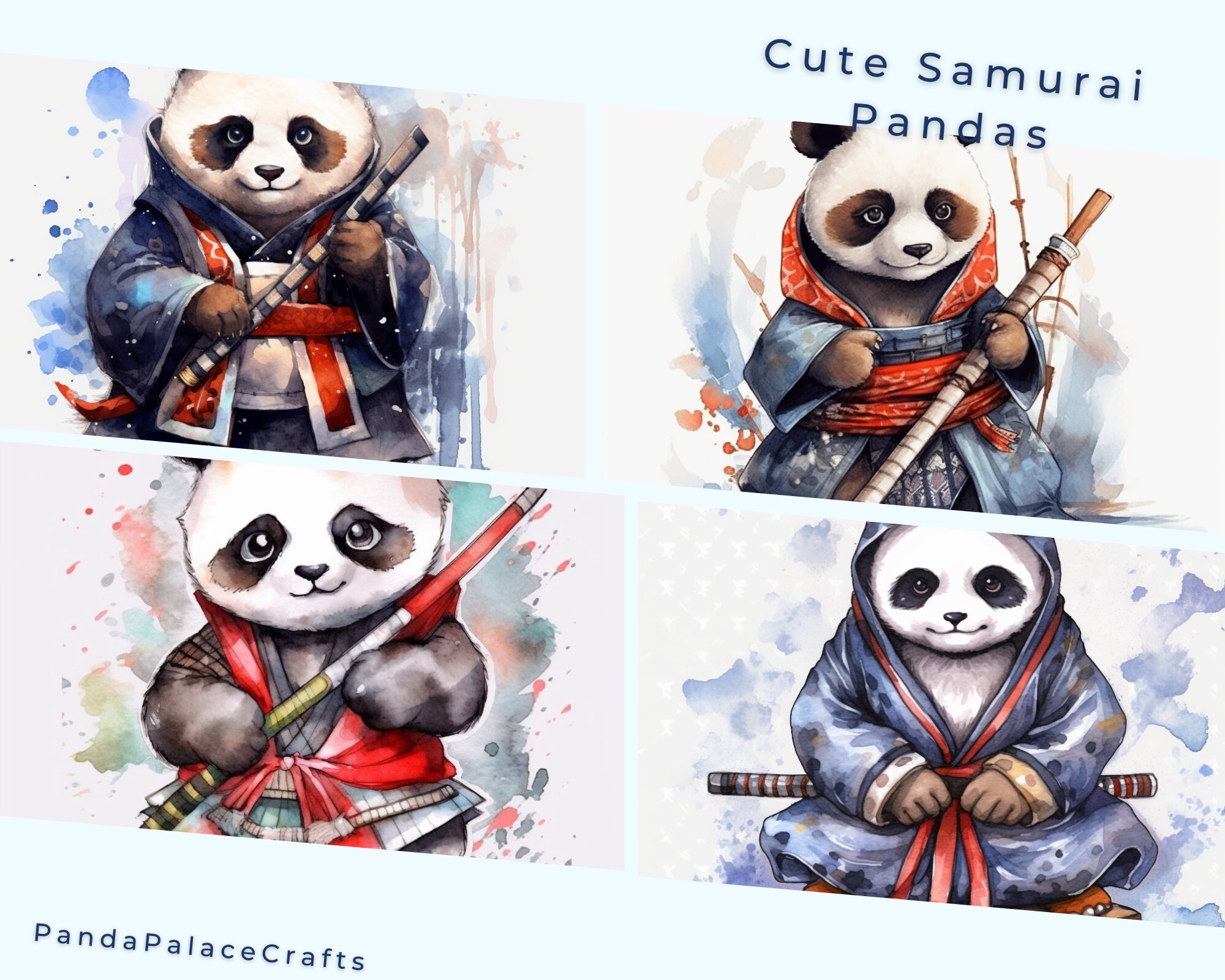 Dojo Black Panda, Cute Samurai Pandas, Baby Samurai Panda Clipart ...