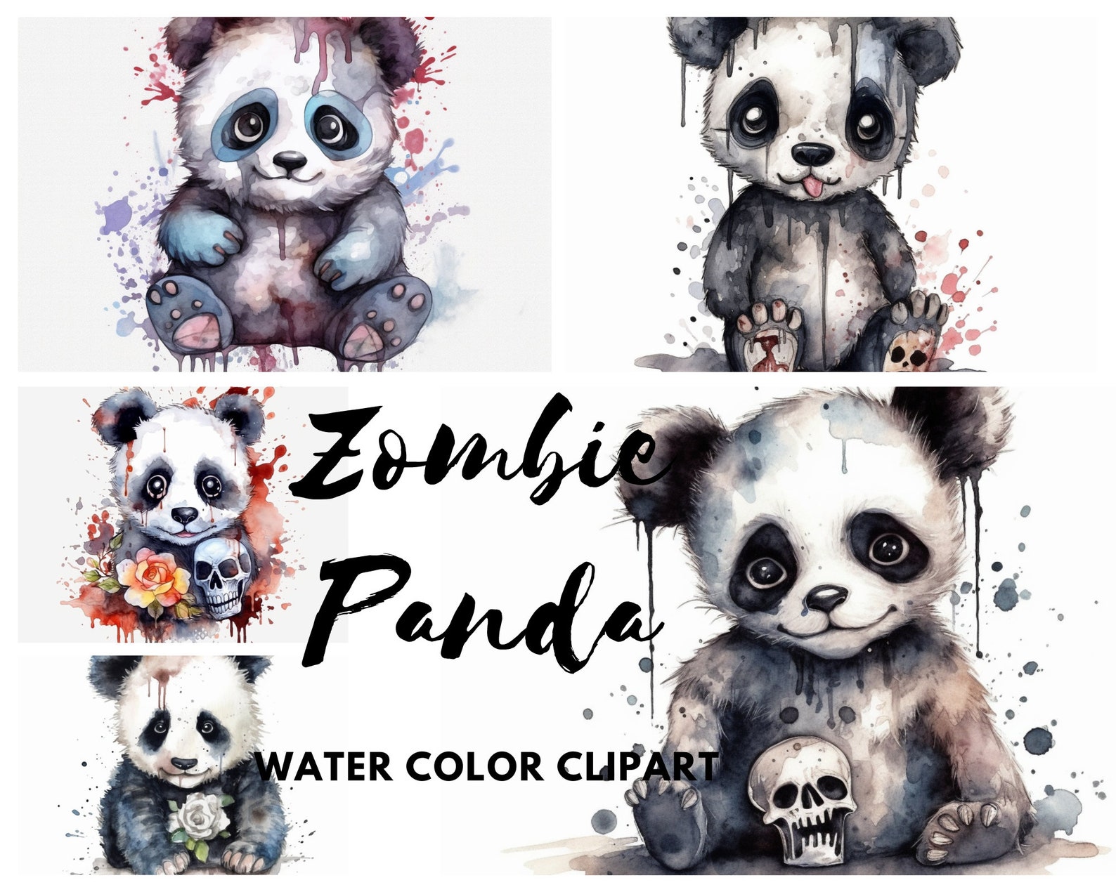 Cute Zombie Panda, Baby Panda Clipart, Cute Panda Clipart, Panda ...