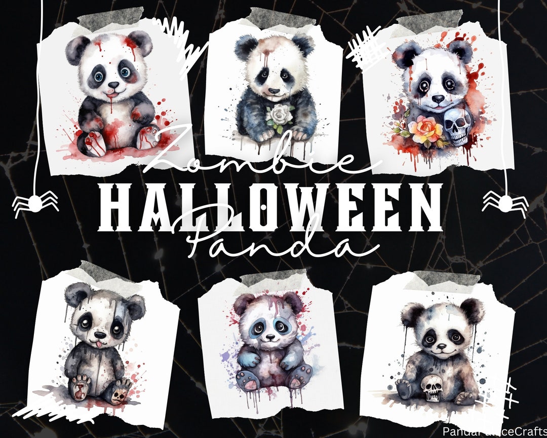 Halloween Zombie Panda, Baby Panda Clipart, Cute Panda Clipart, Panda ...