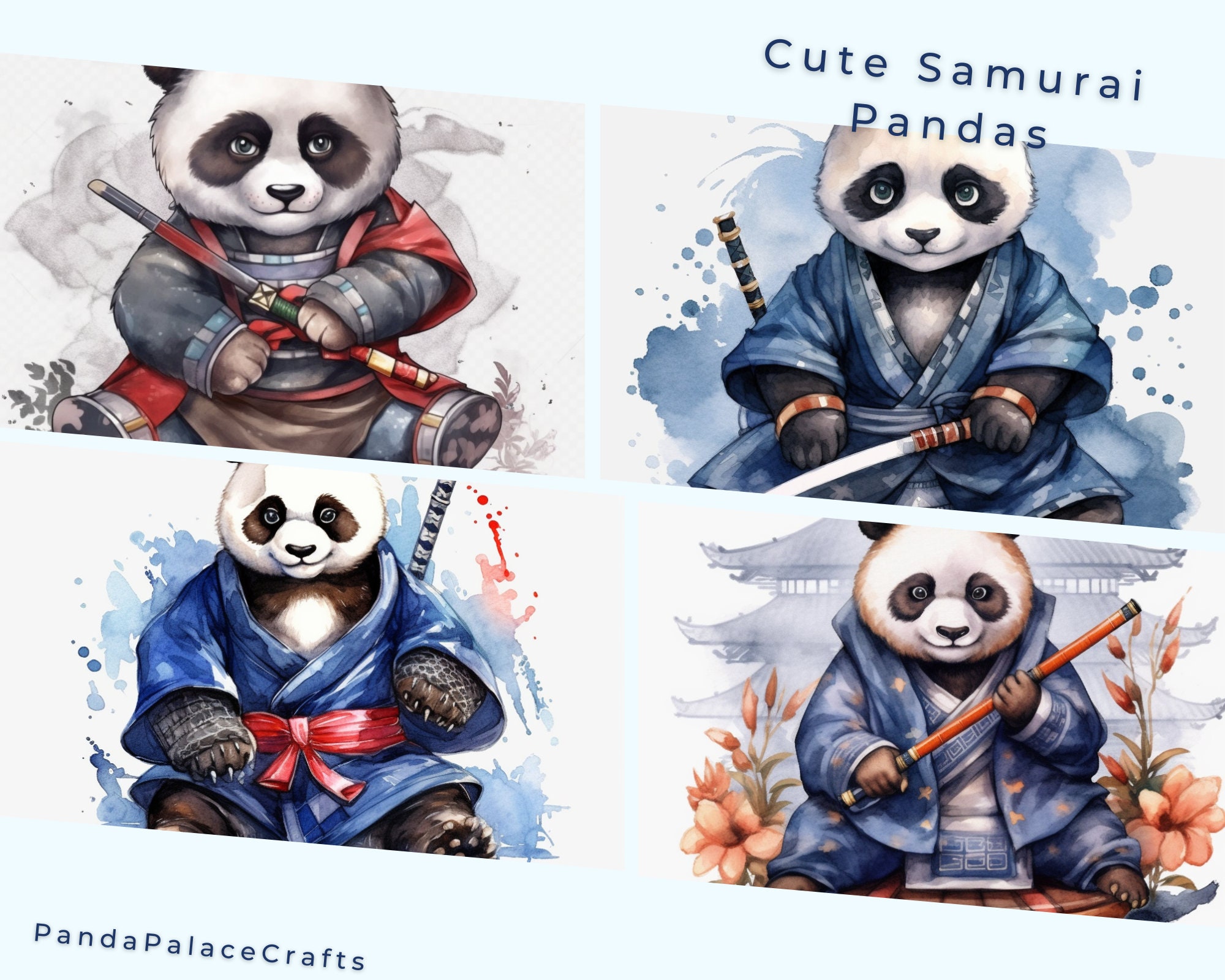 Dojo Black Panda, Cute Samurai Pandas, Baby Samurai Panda Clipart ...