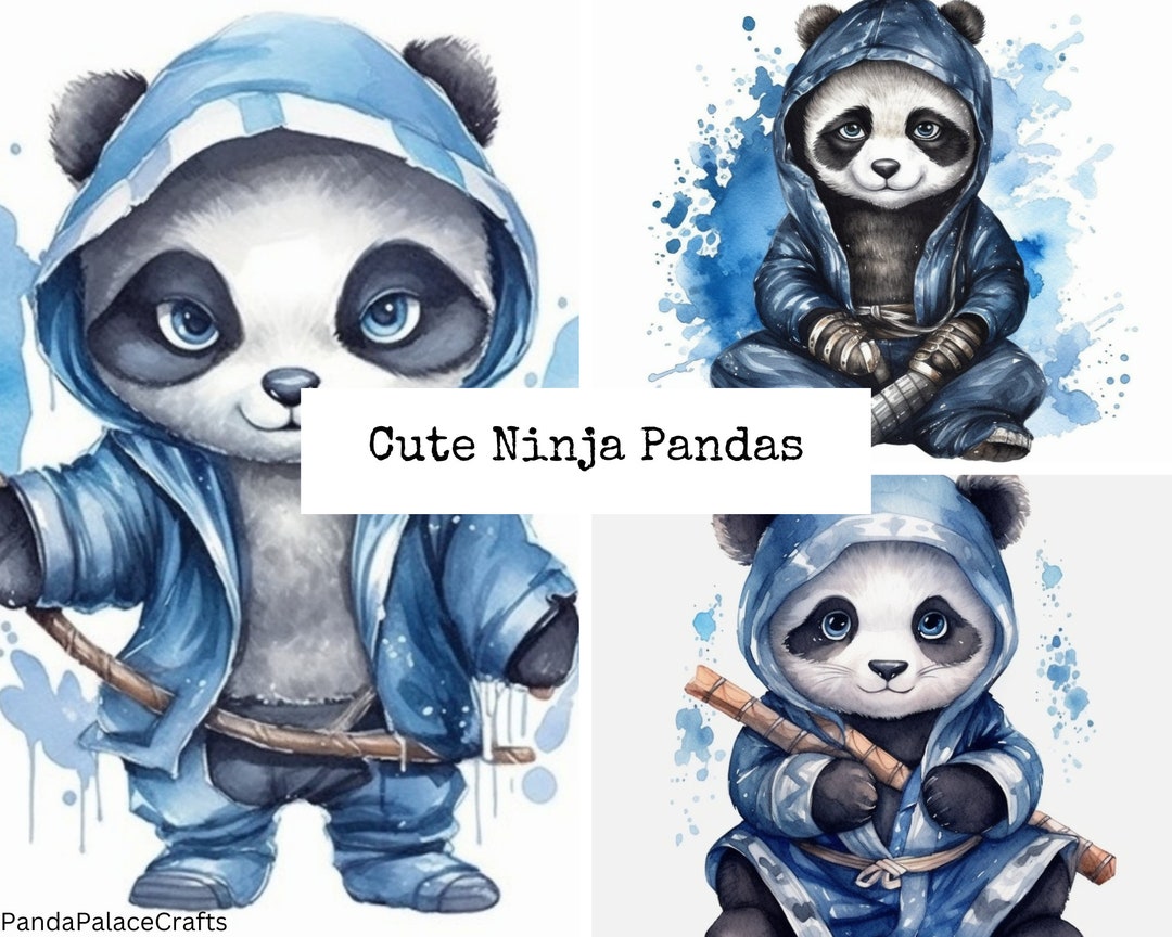Baby Ninja Panda Clipart, Cute Ninja Pandas, Shinobi Black Panda, Panda ...