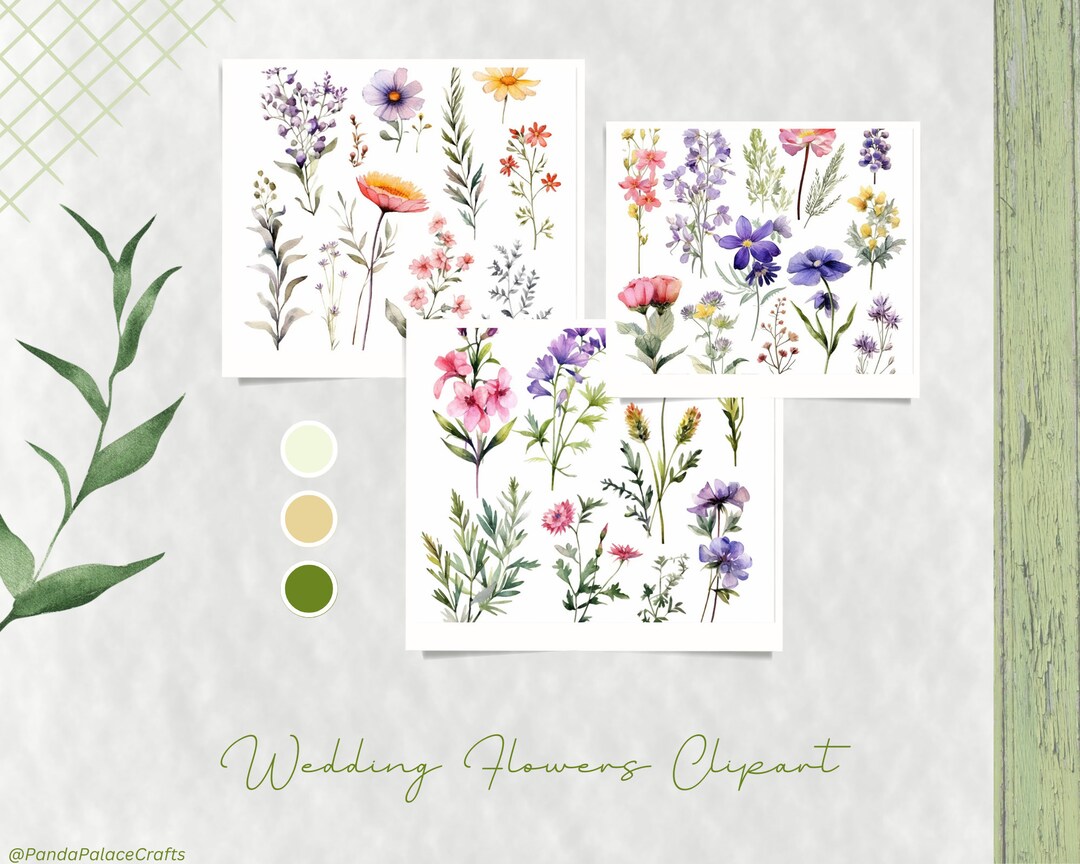 Wedding Flowers Clipart - Watercolor Wild Flowers - Floral Clipart ...