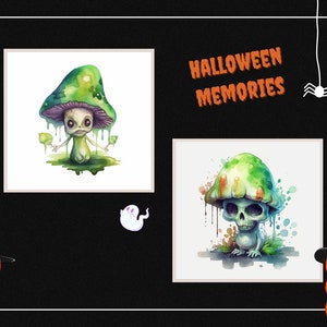 Watercolor Mushroom Zombie Clipart, Cute Zombie Halloween Mushroom Art ...
