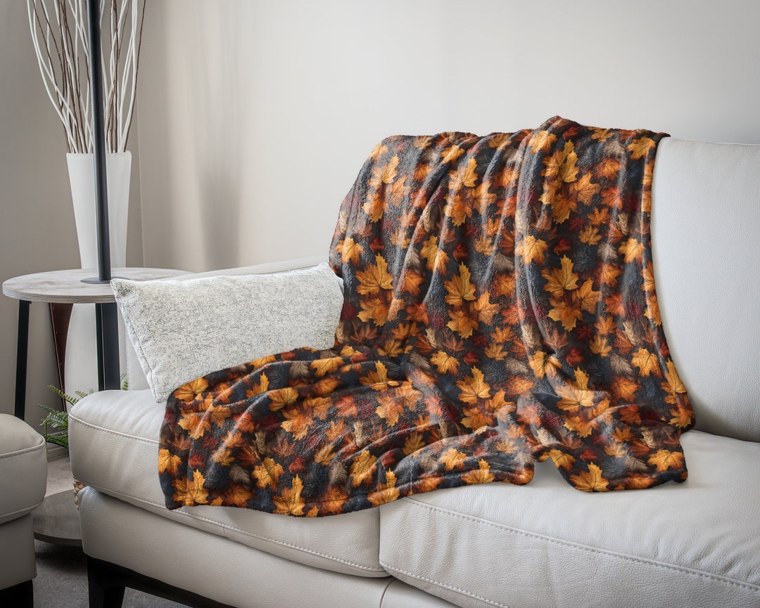 Autumn Leaves Plush Blanket Warm Fall Scene Two Sizes - Etsy