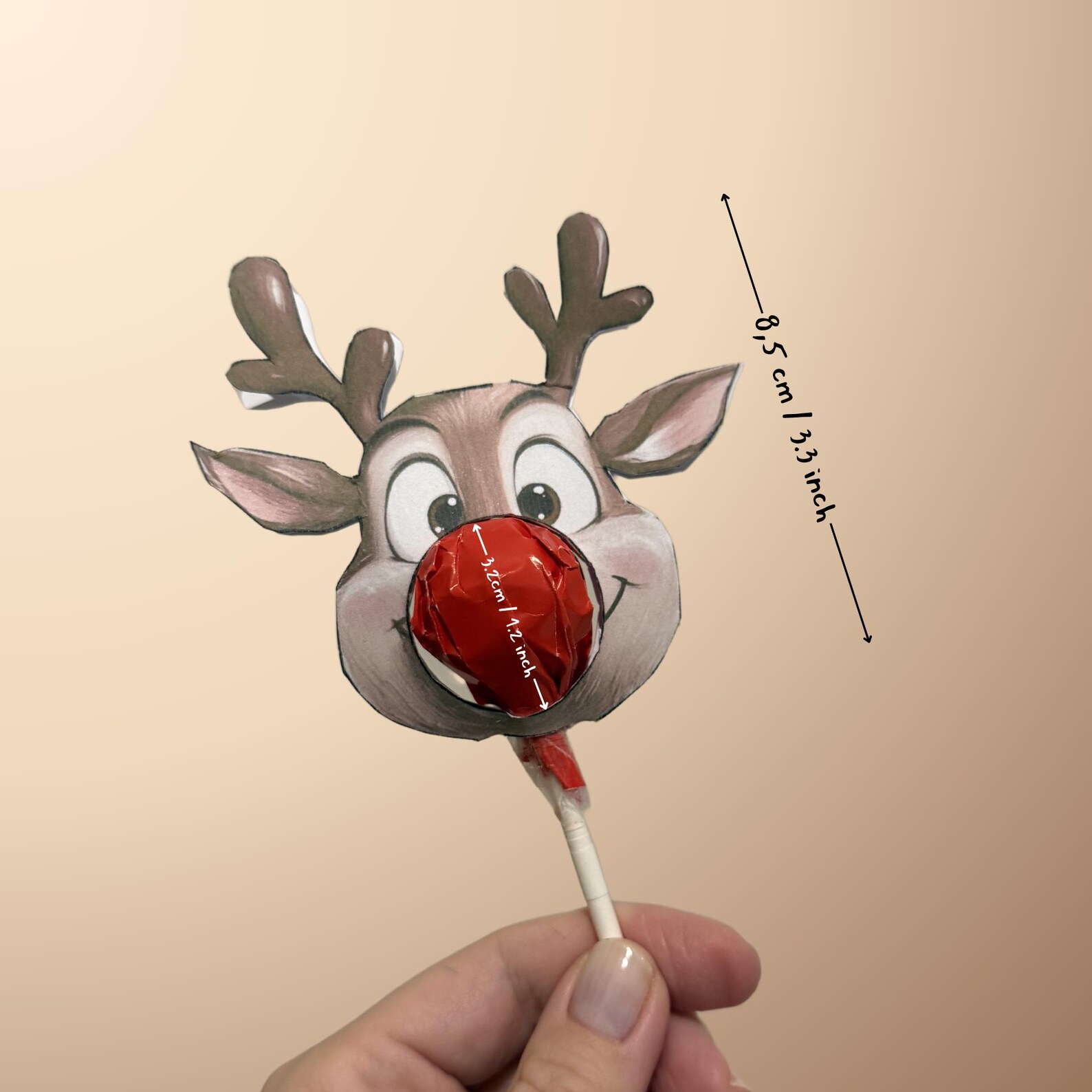 Cute Reindeer Lollipop Holder, Printable Paper Crafts, Instant Download ...