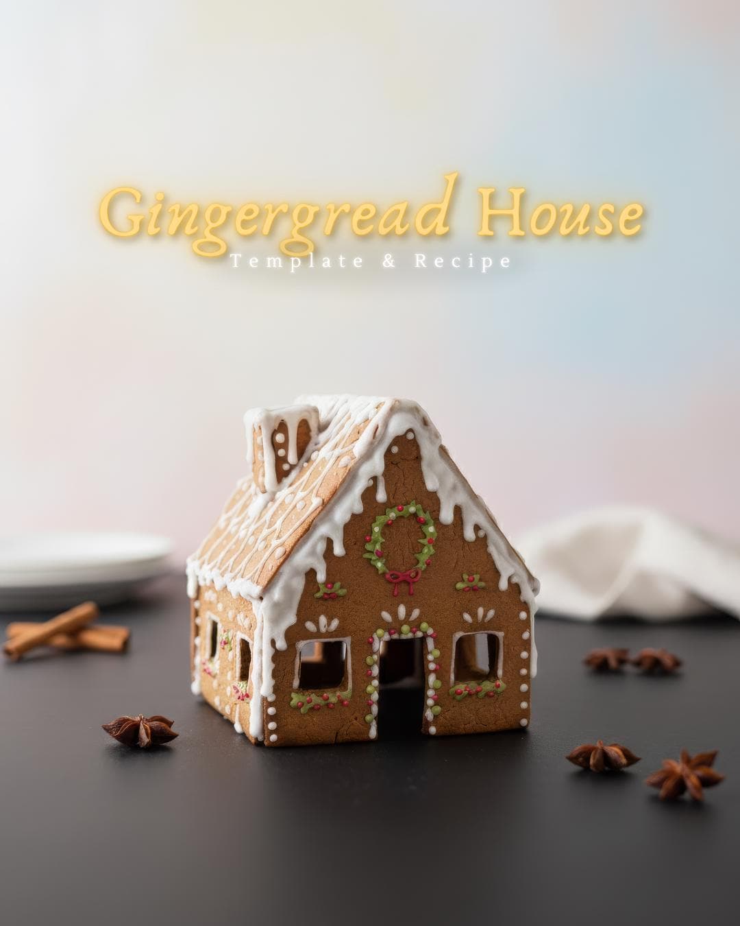 Gingerbread House Template and Recipe Classic Cottage Baking Easy DIY ...