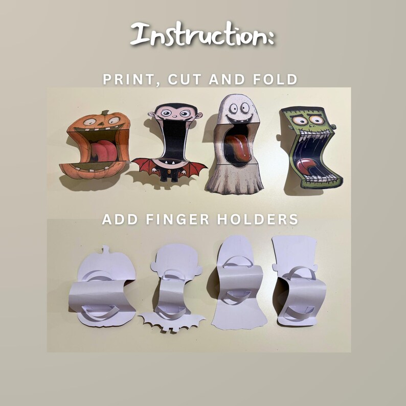 Halloween Puppets Printable - Vampire, Ghost, Frankenstein, Pumpkin ...