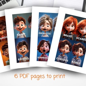 Emotions - 24 Flash Cards for Kids PDF Printable Emotion Printables ...